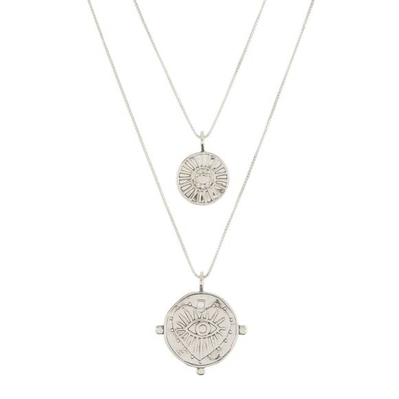 Luv Aj | Jewelry | New Luv Aj Evil Eye Double Coin Necklace In Silver ...